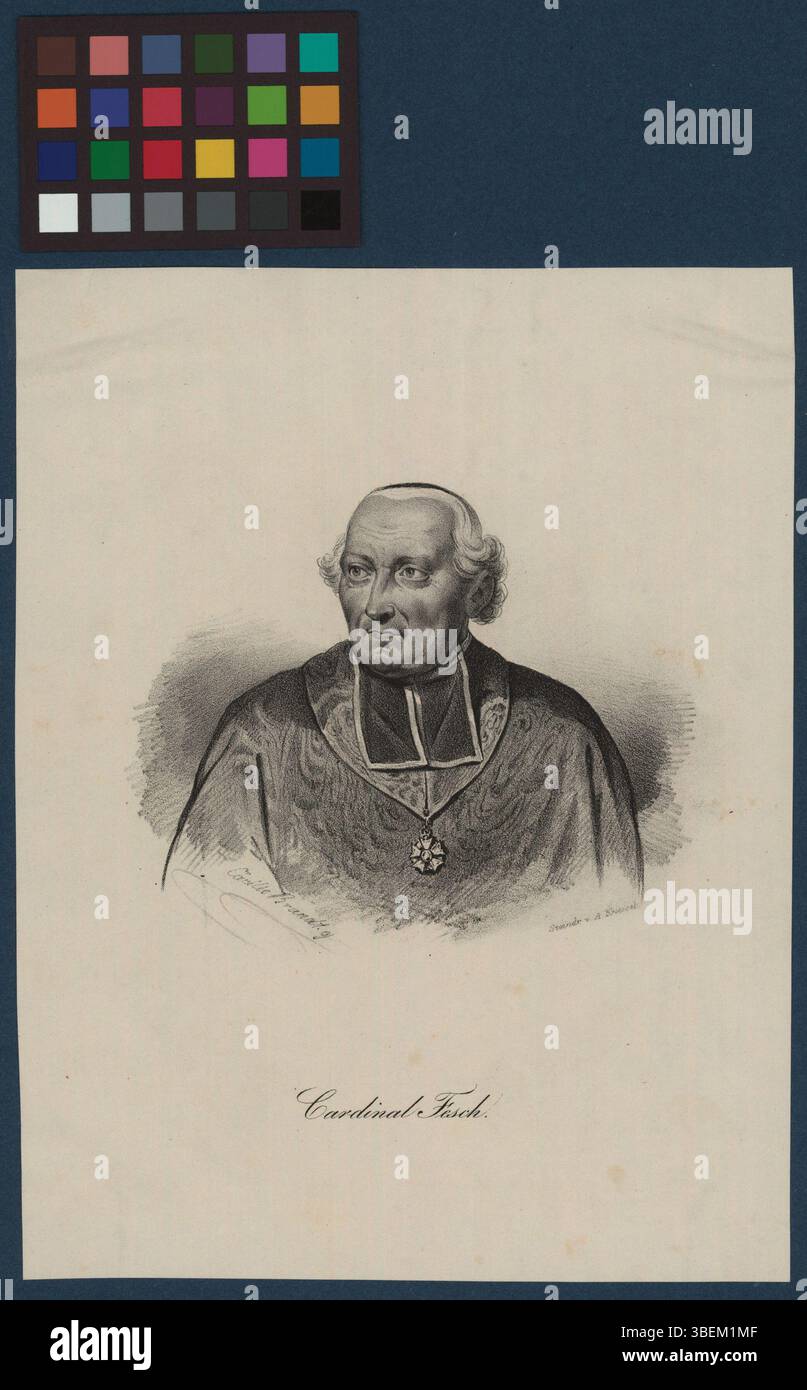 This lithograph depicts Cardinal Fesch, created between 1820 and 1840 ...