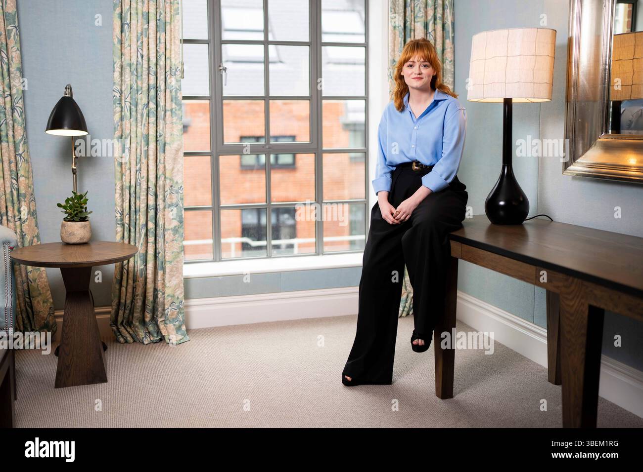 Leah Byrne poses for portrait photographs to promote the television series "Dept. Q" on Tuesday ...