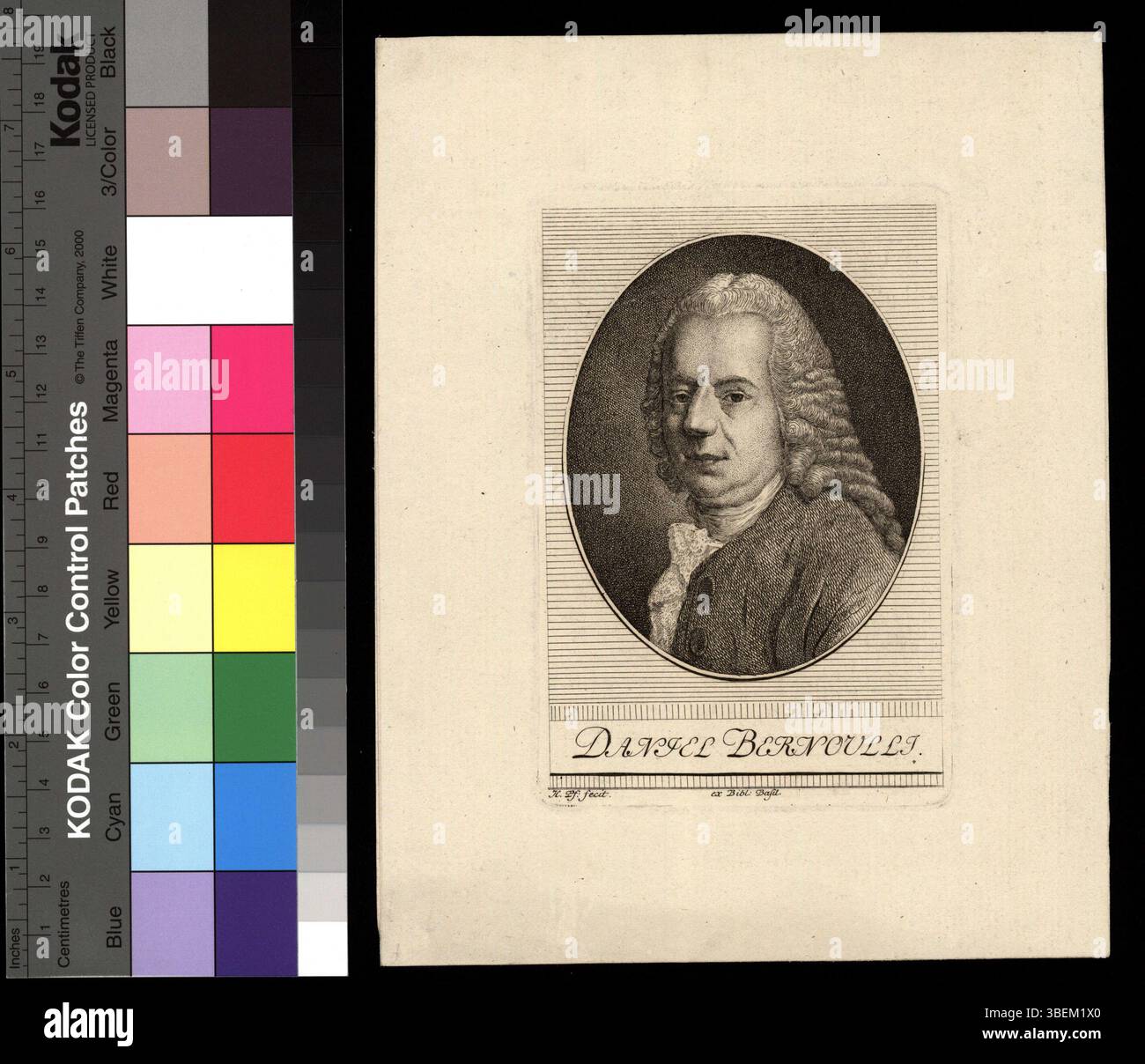 This etching, created in 1784 by H. Pf., is a portrait of Daniel Bernoulli. The image captures ...