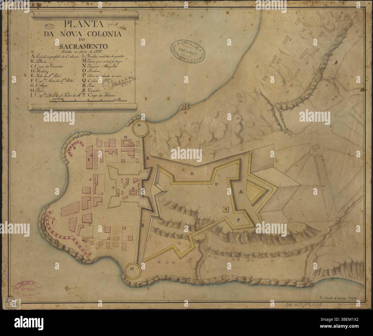 This map, dating from 1737, depicts the layout of the New Colonia del ...