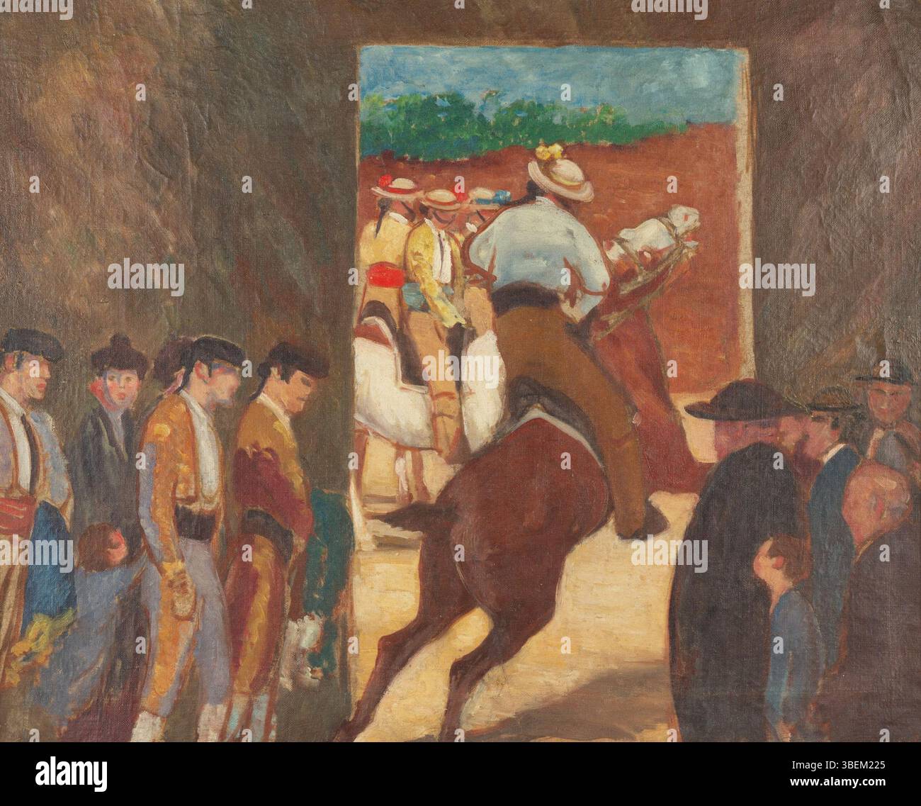 Rufus Dryer’s untitled pre-1937 painting portrays a bullfight scene ...