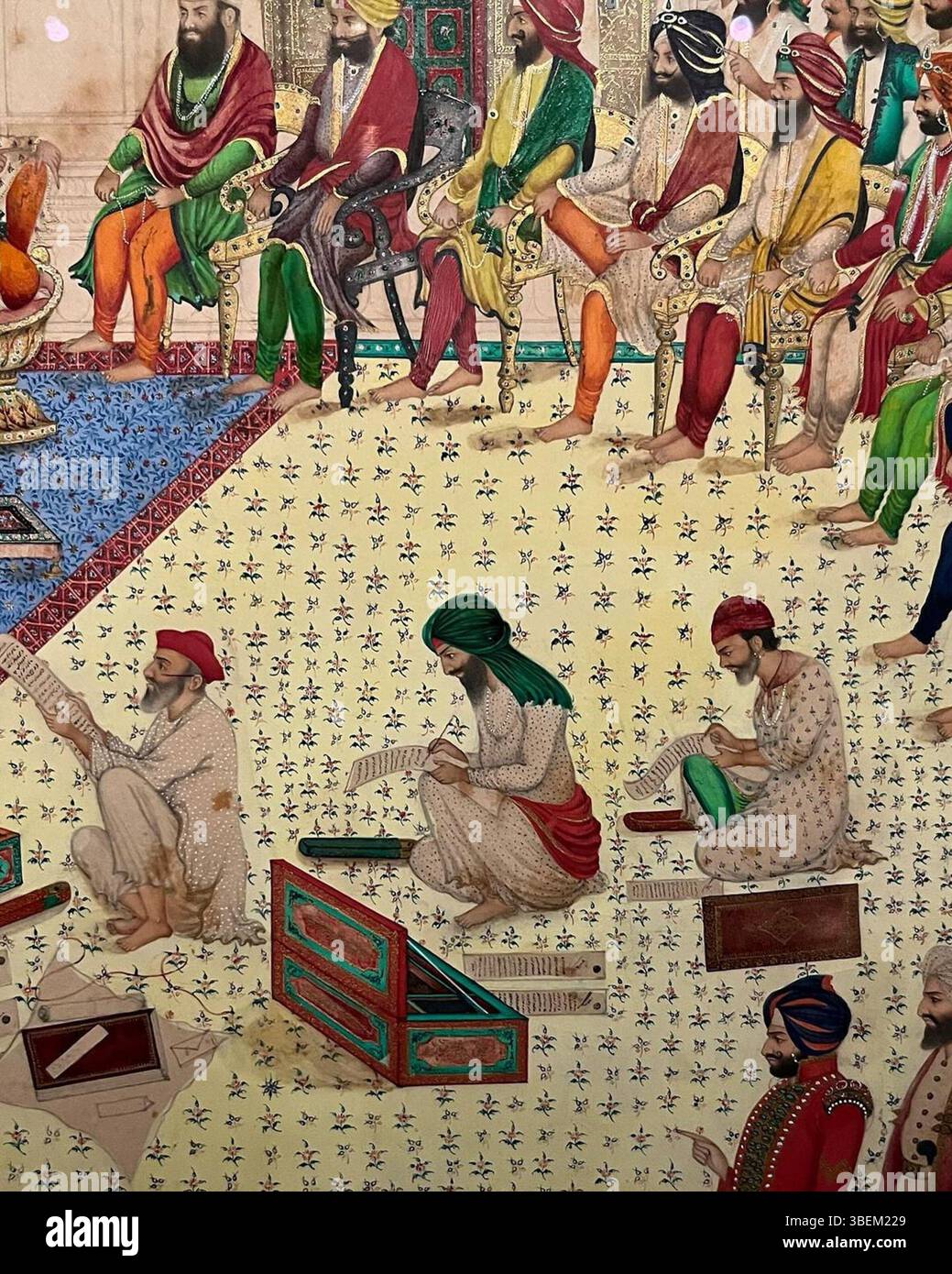 A detail from a painting by Bishan Singh (ca.1863-64) shows court ...