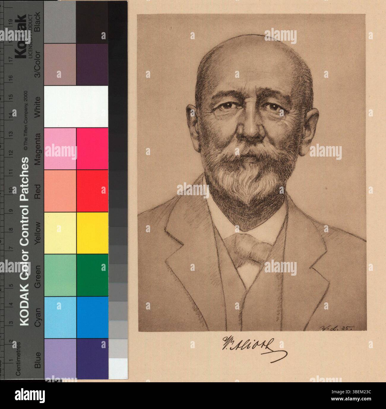 This black-and-white reproduction of a drawing from around 1925 depicts ...