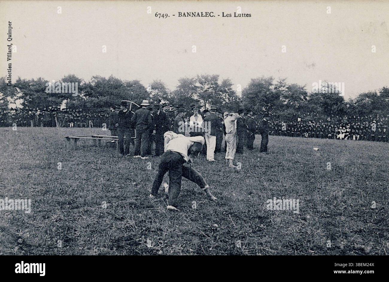 Historic image from circa 1910 by Joseph-Marie Villard showing a Breton ...