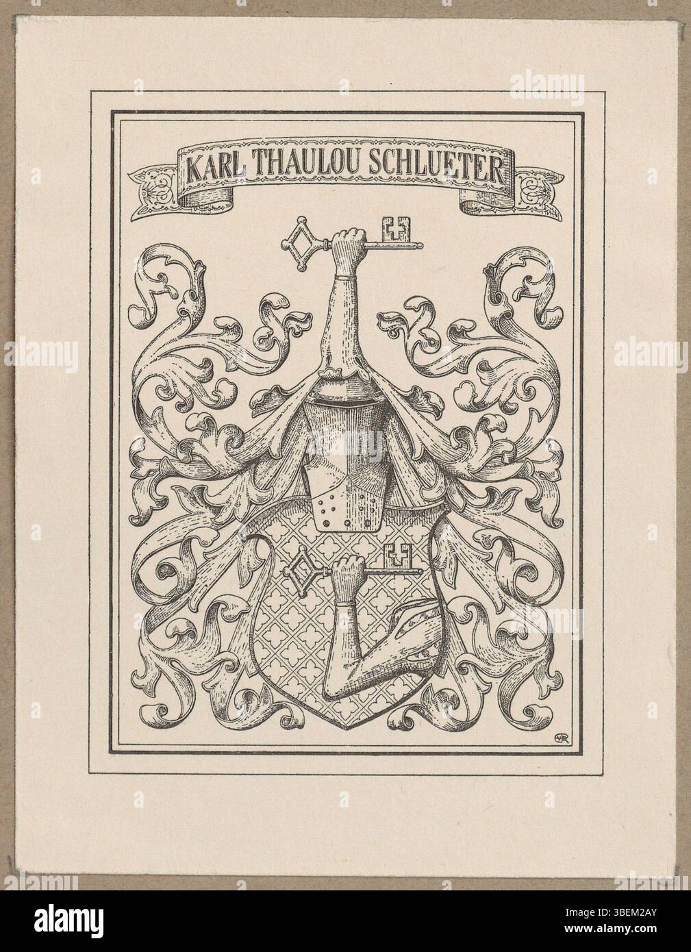 This ex libris bookplate is attributed to Karl Thaulou Schlueter, a ...