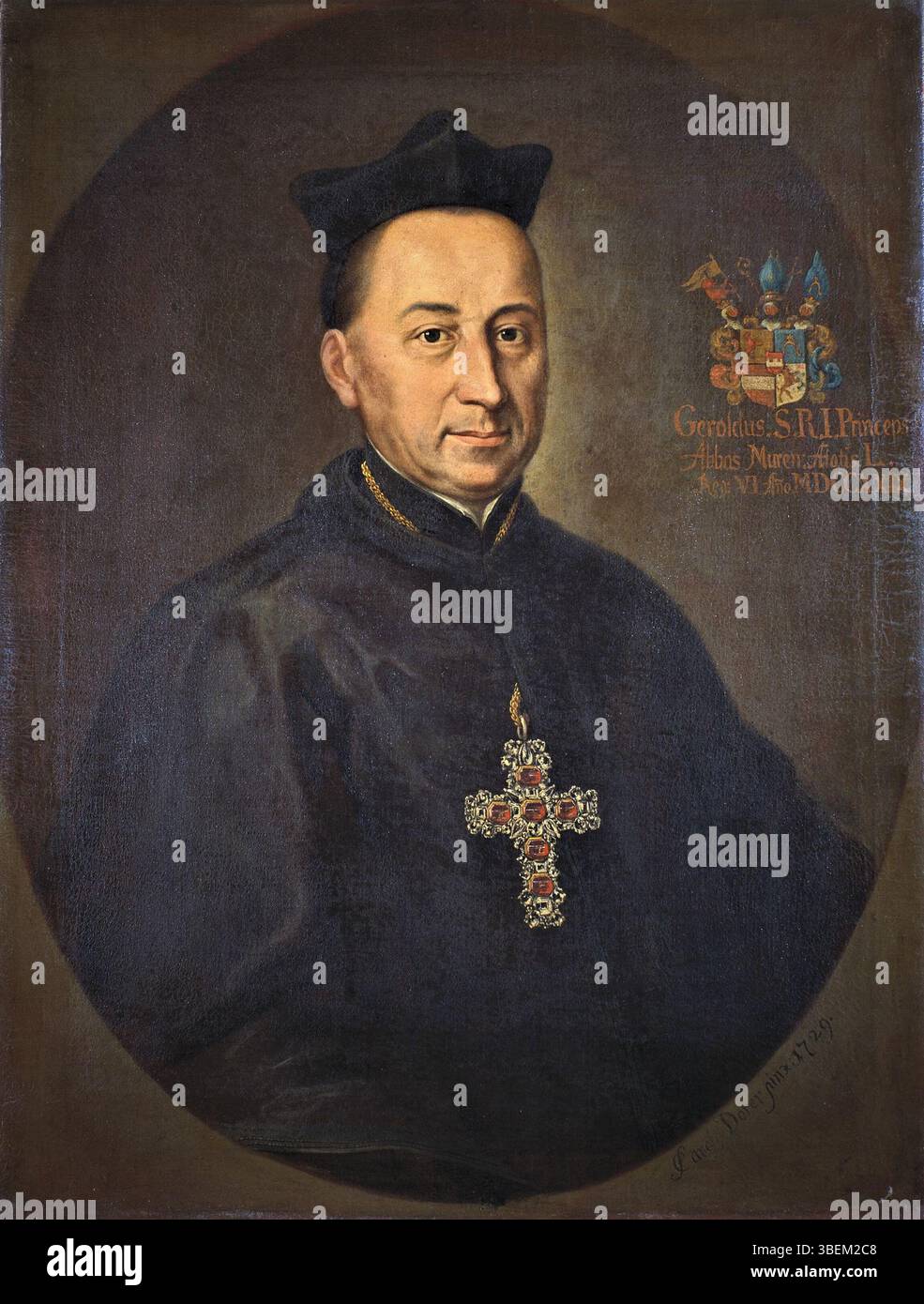 This portrait, created in 1729, depicts Gerold Haimb, the Prince Abbot ...