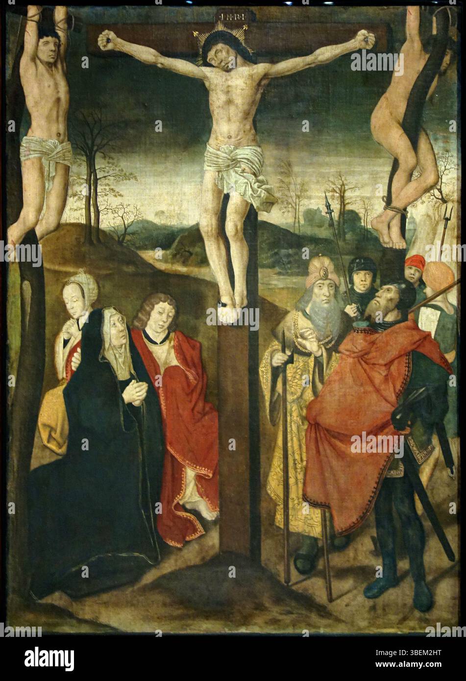 This 15th-century work from the Low Countries, known as 'Le Calvaire,' depicts the crucifixion ...