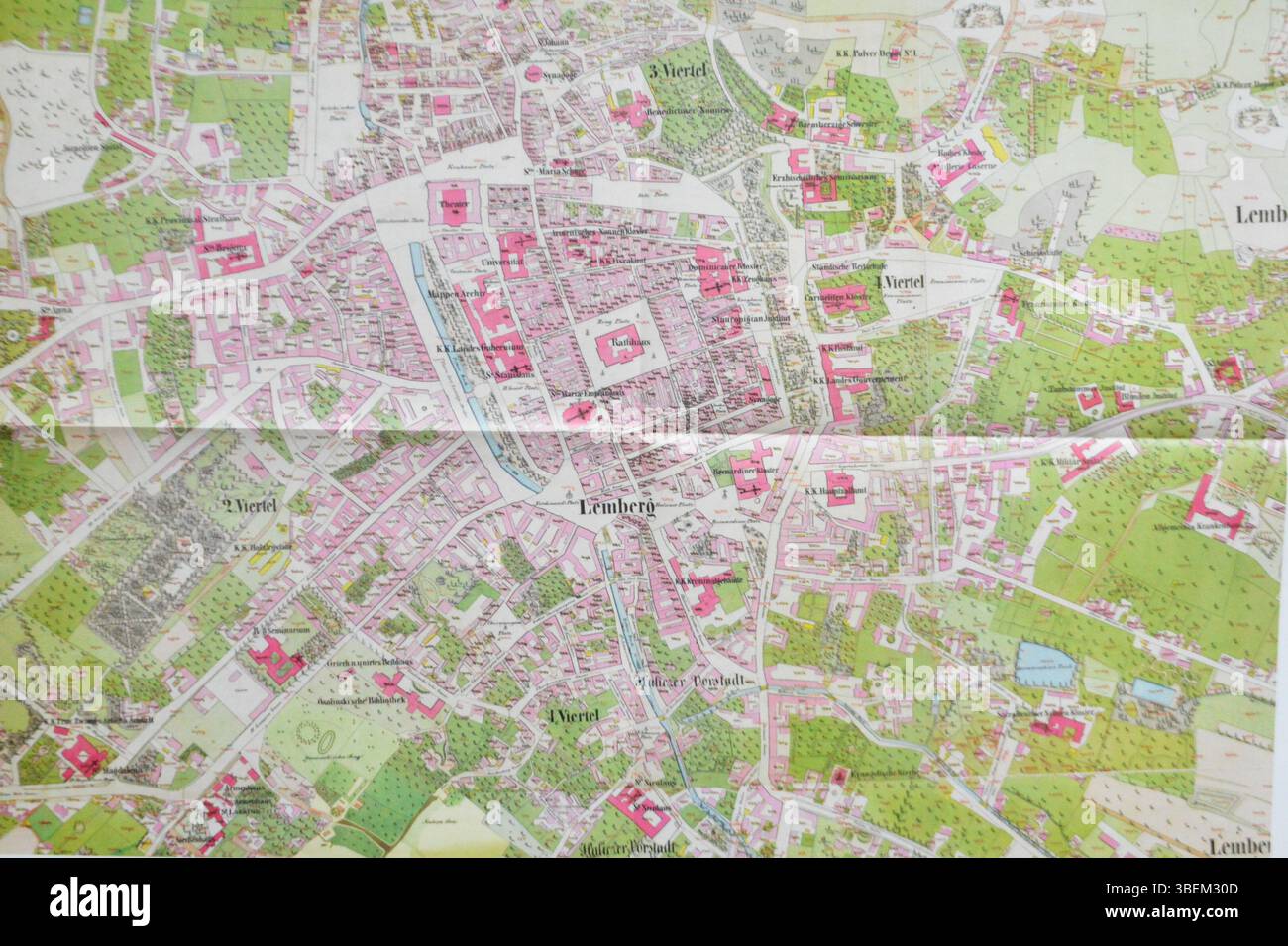 Map of the capital city Lemberg (now Lviv), including its suburbs ...