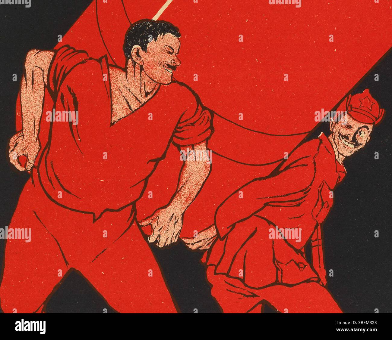 1920 propaganda poster showing two men in red transporting a missile ...