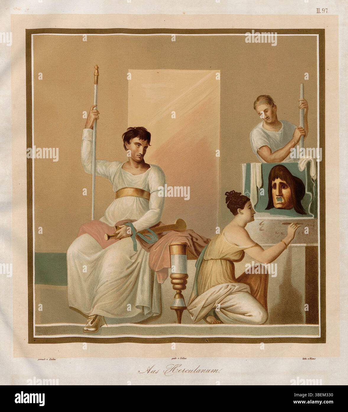 This fresco, created by Wilhelm Zahn before 1871, depicts Apollo, the ...