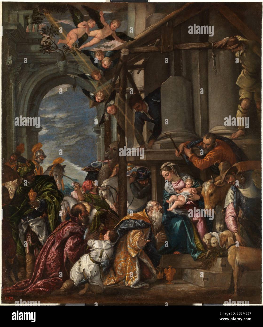 The 'Adoration of the Magi' painting by Paolo Farinati, dating to the 16th or 17th century ...
