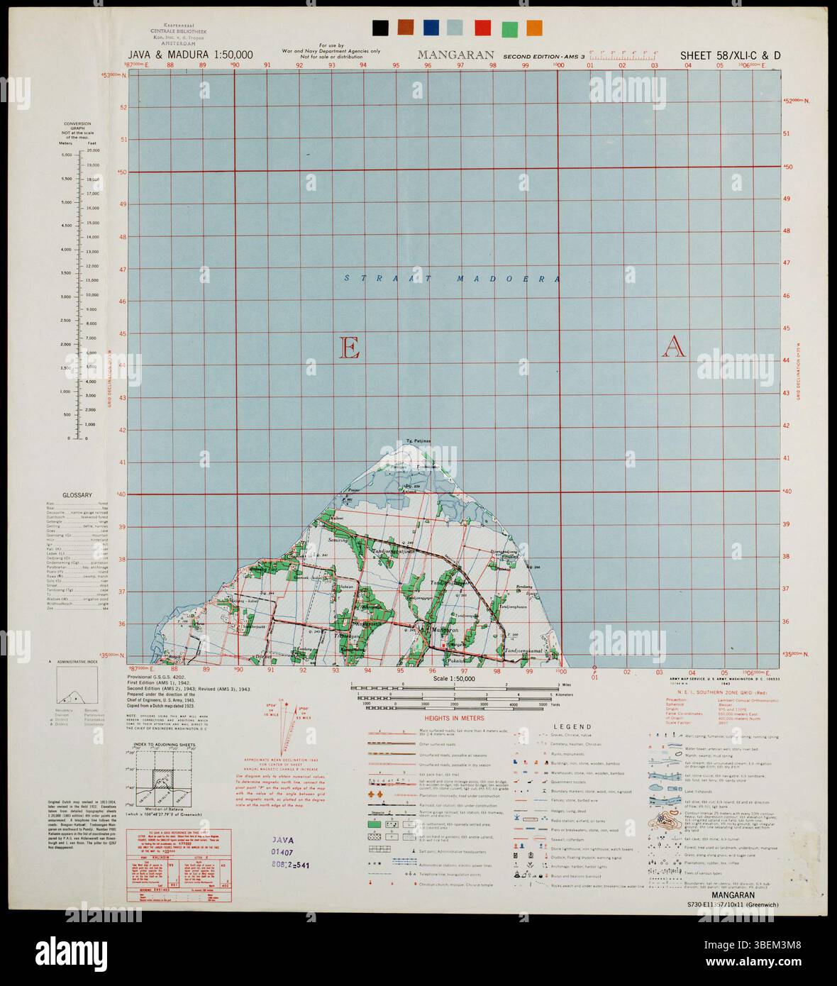 This map titled 'Java & Madura 1:50.000', created by the U.S. Defence ...