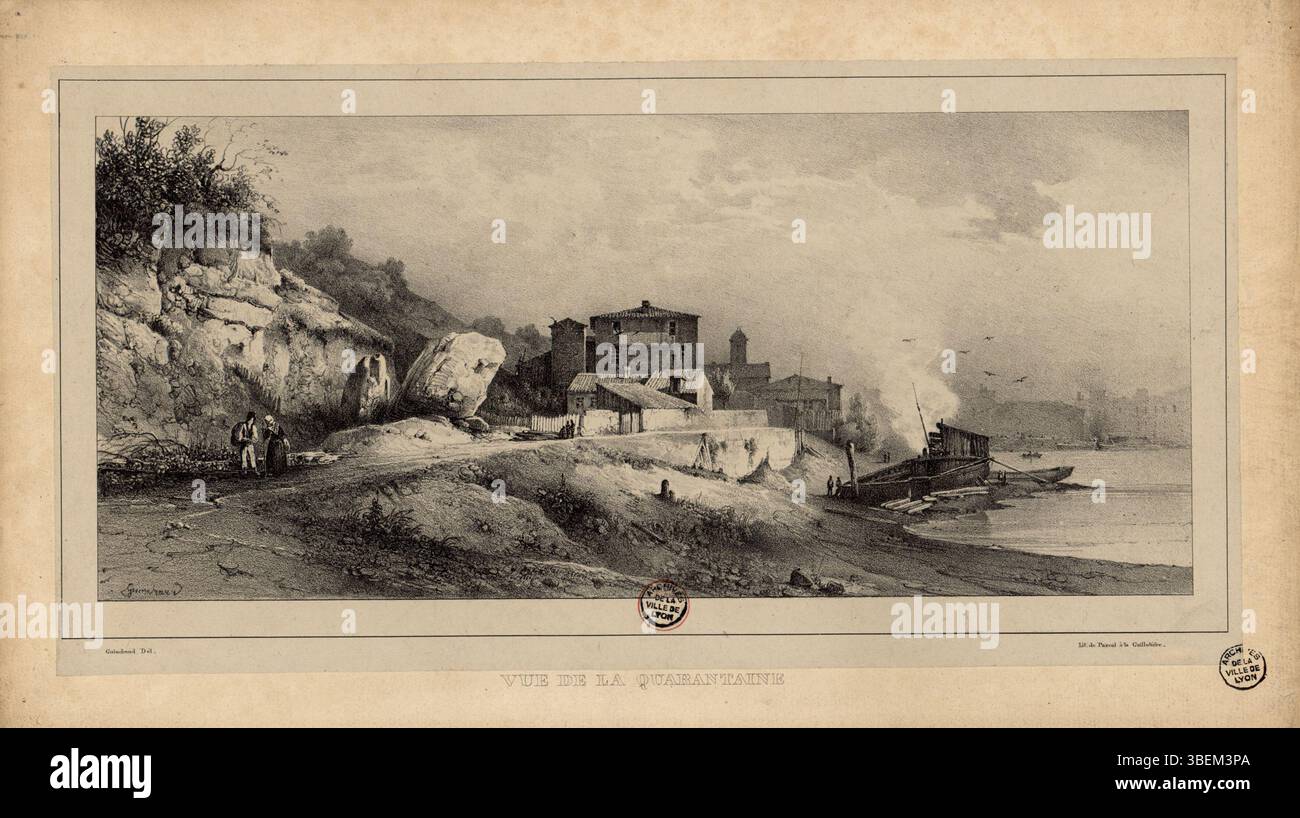 'Vue de la Quarantaine' by Antoine Pascal, lithographed in the 19th ...