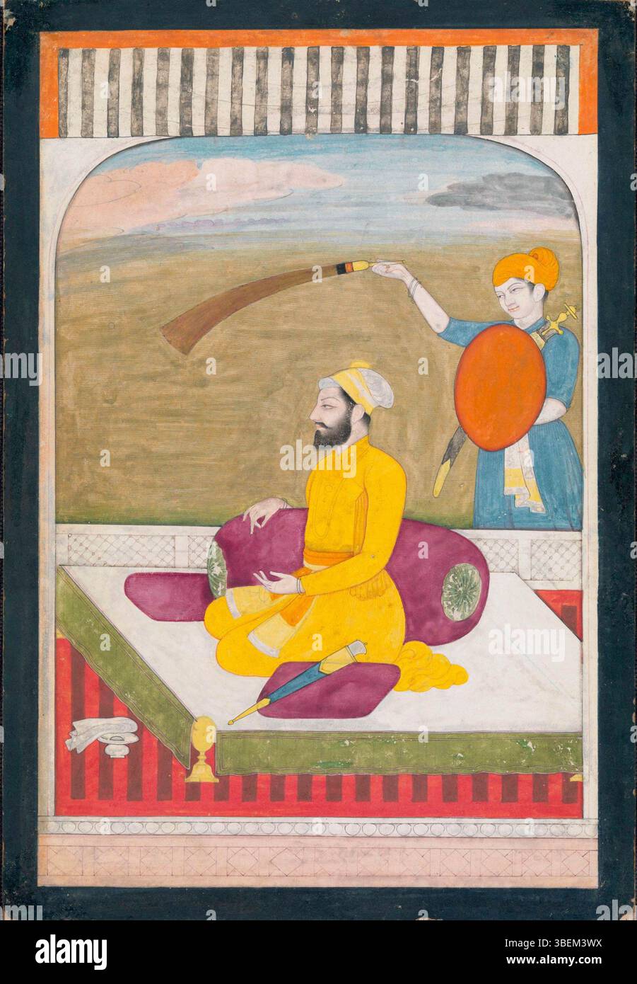 A painting of Guru Tegh Bahadur created by the family workshop of ...