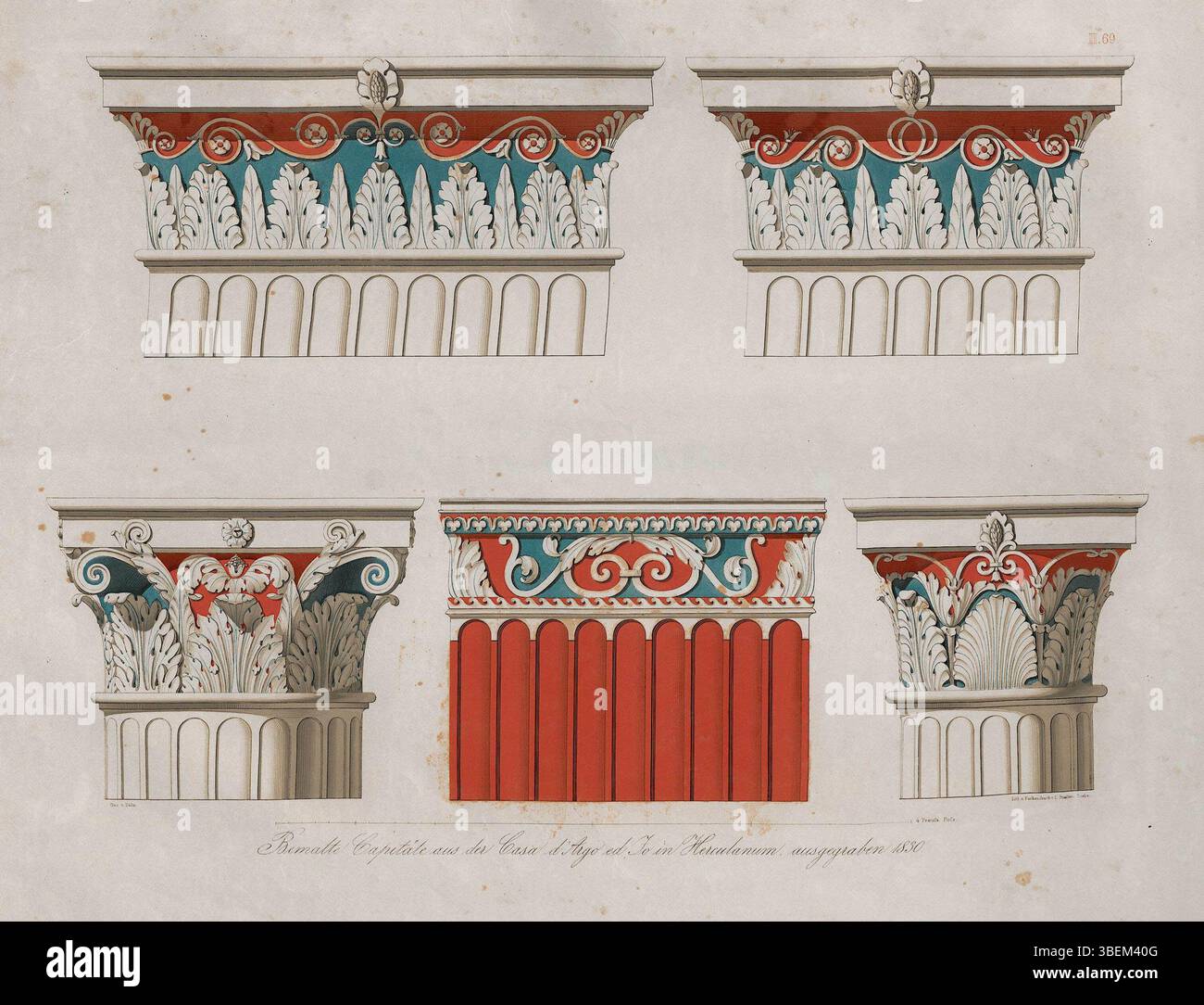 These painted capitals from the Casa d'Argo in Herculaneum, excavated ...