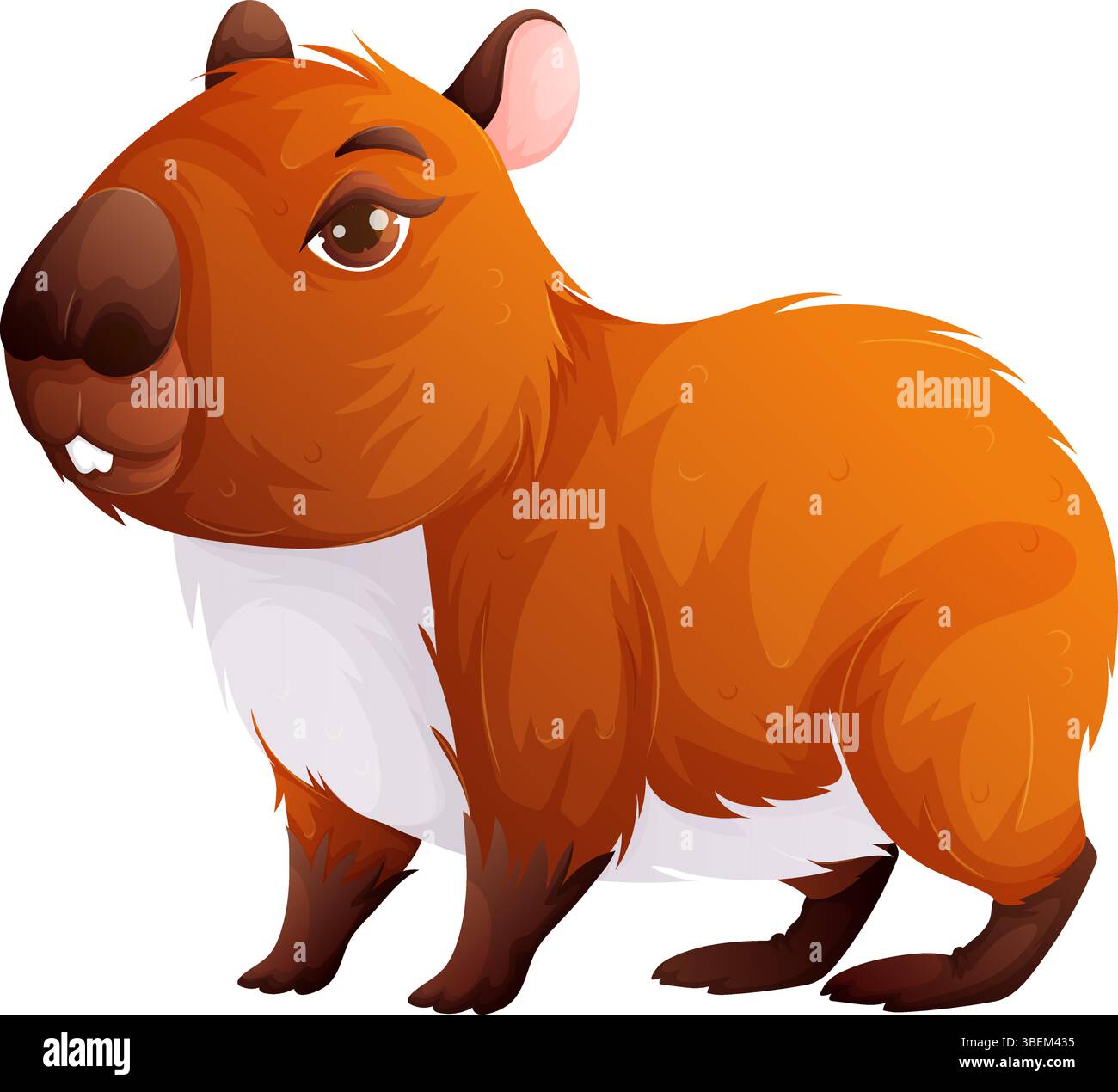 This is a cartoon illustration of a capybara, the largest rodent in the ...