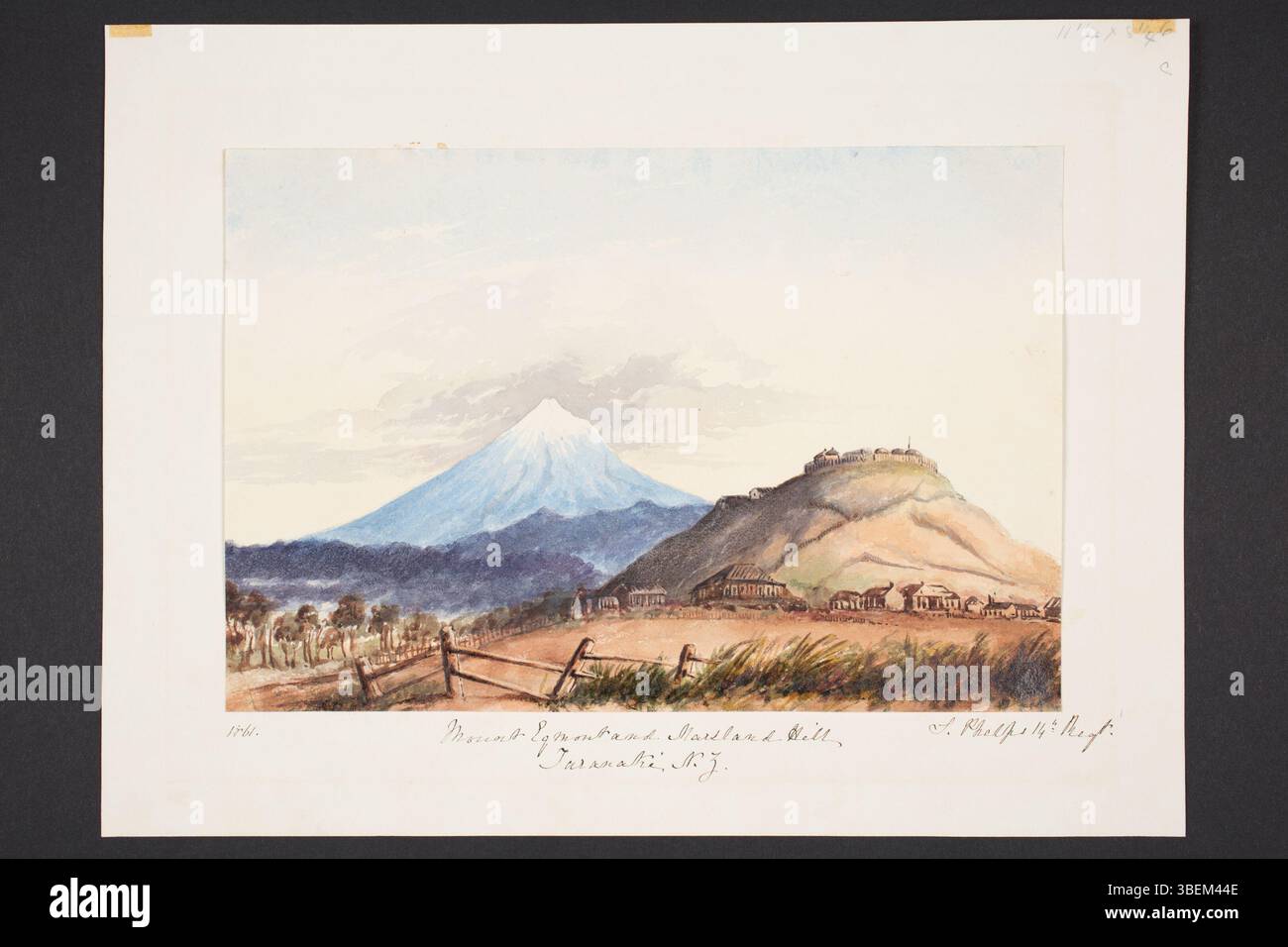 This 1861 watercolor painting by John Shaw Phelps depicts Mount Egmont ...