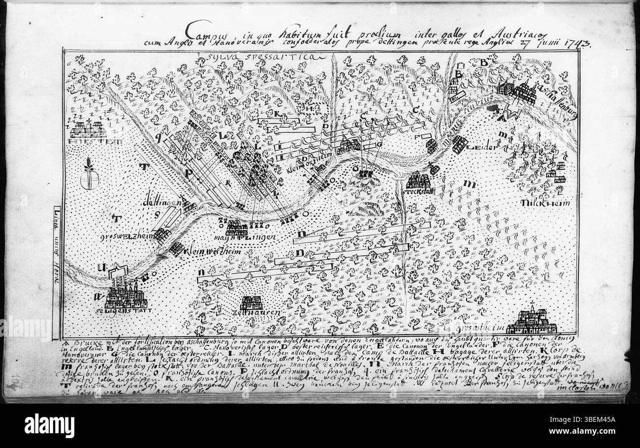 Battle of dettingen map Black and White Stock Photos & Images - Alamy