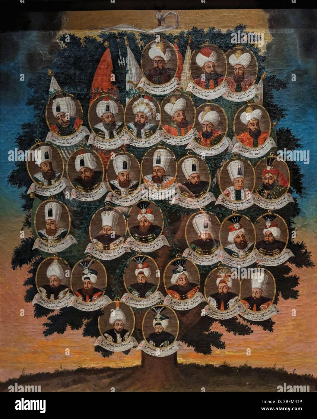 This Ottoman genealogy tree, painted circa 1819, illustrates the ...