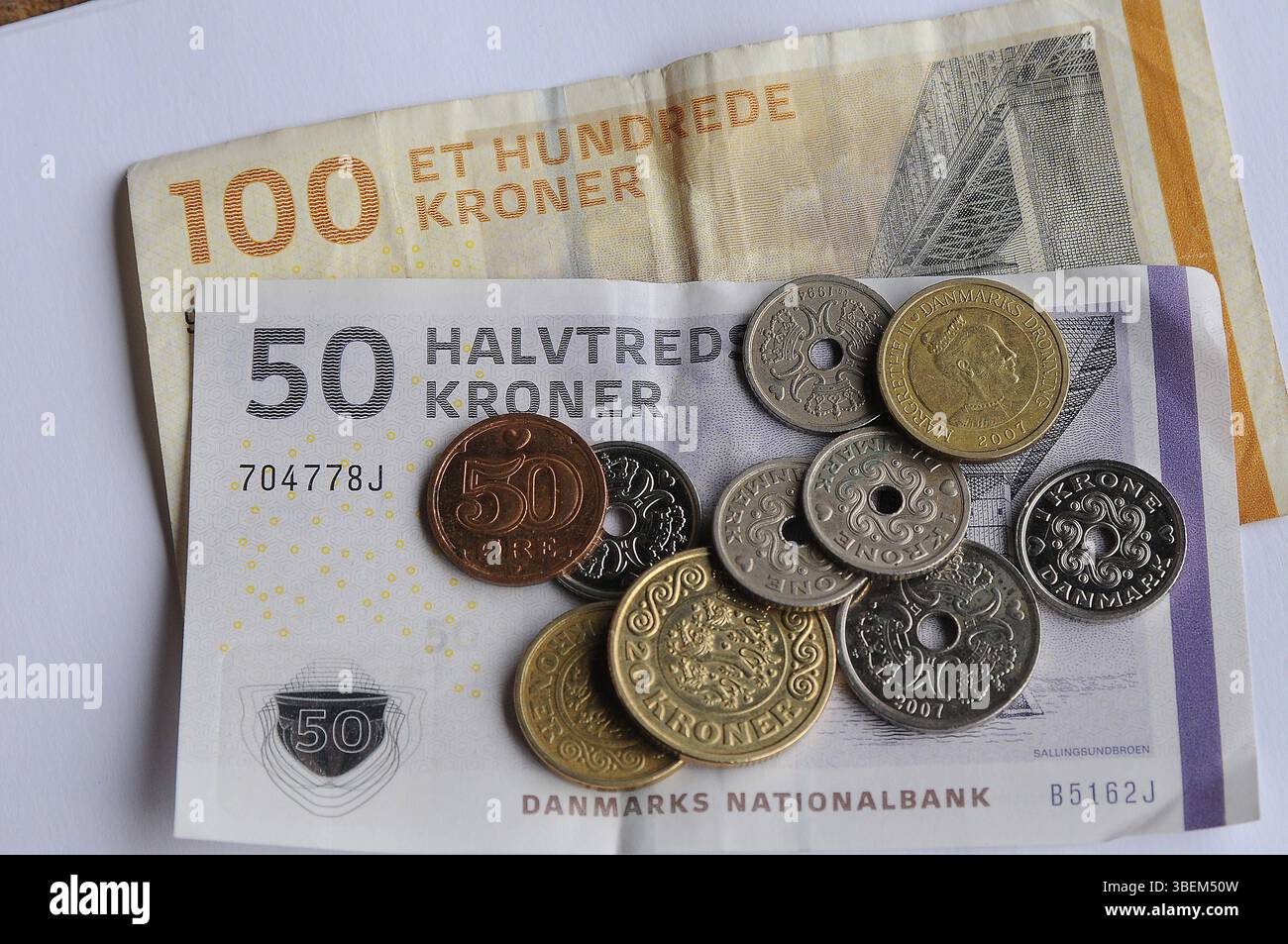 Copenhagen/ Denmark/29 may 2025/Danish kroner notes and coins danish ...
