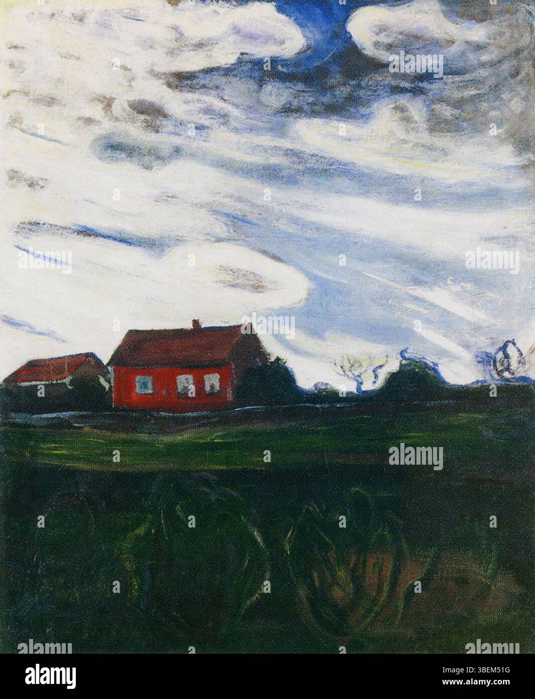 'Landscape with Red House' (1902-1904) by Edvard Munch portrays a rural ...