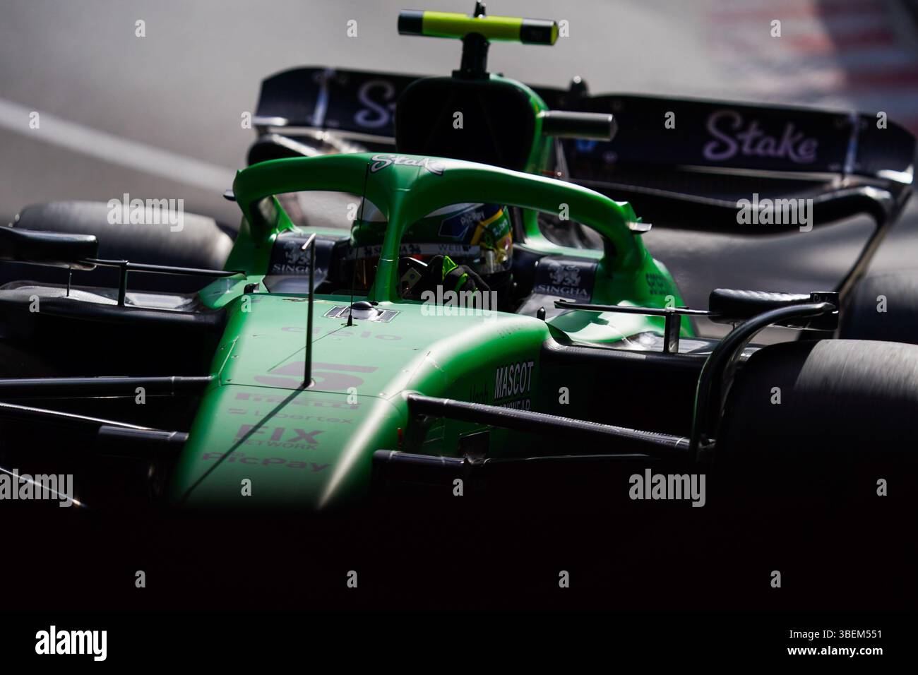 Gabriel Bortoleto of Brazil driving the (5) Stake F1 Team Kick Sauber ...