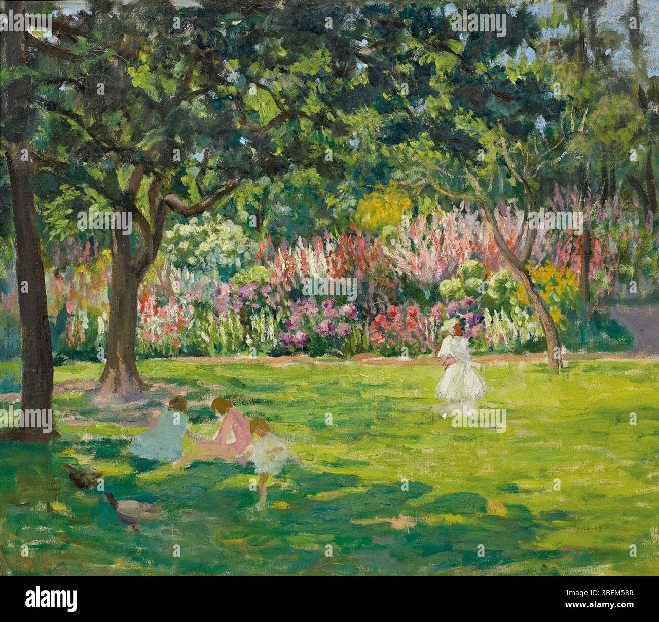 This oil painting by Ethel Carrick Fox depicts a serene scene from the ...