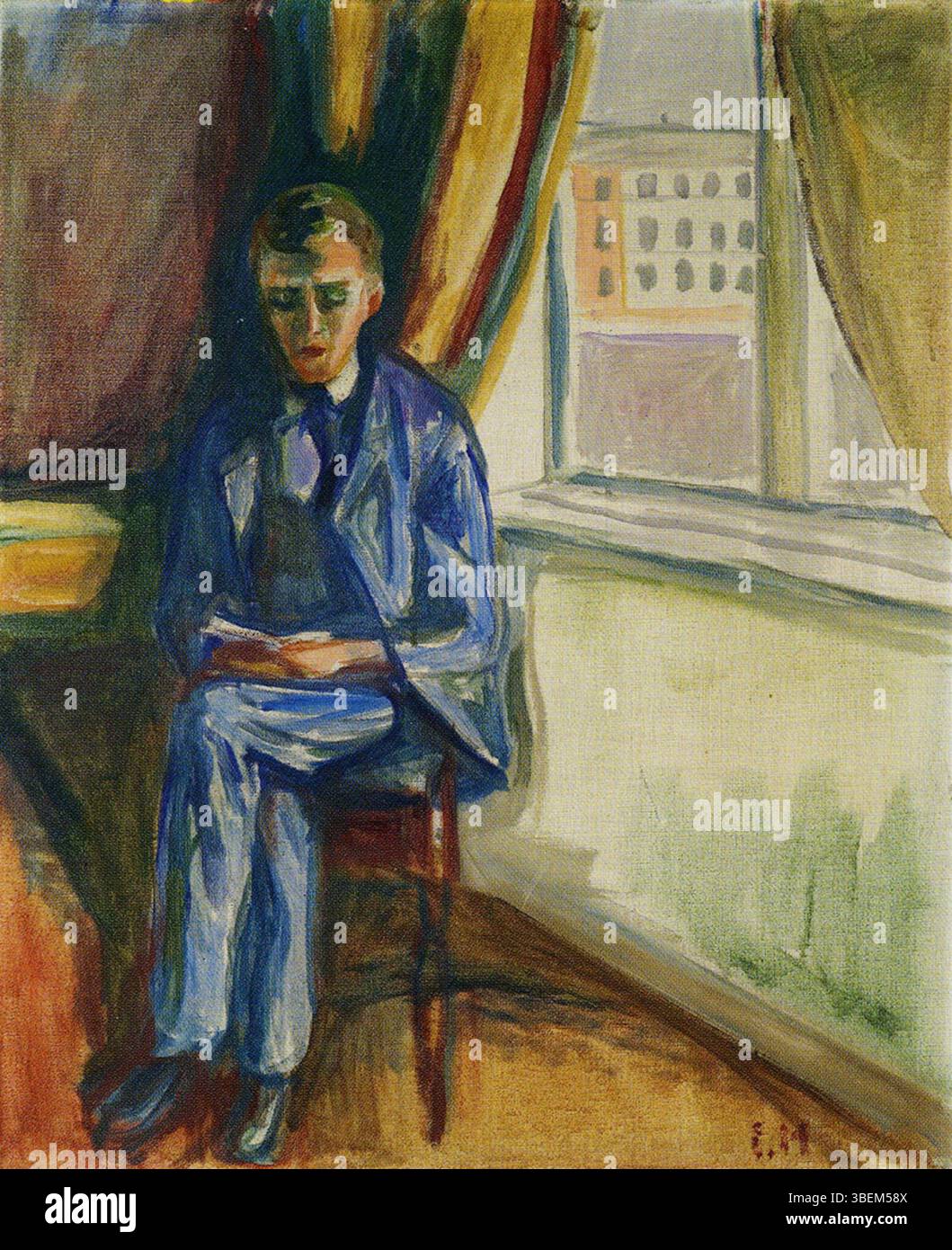 ‘Andreas Reading’ (1930s) by Edvard Munch is a portrayal of a man ...