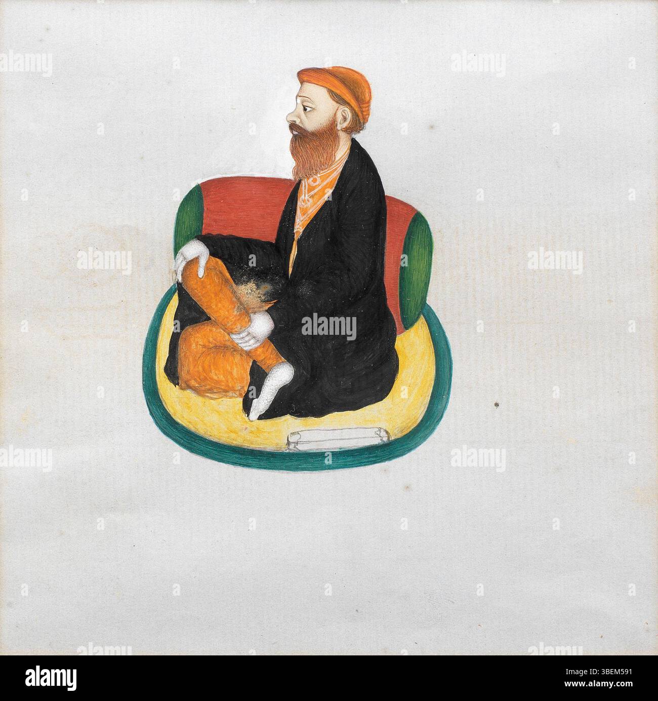 Portrait of Diwan Dina Nath, a prominent figure in the Sikh Empire and ...