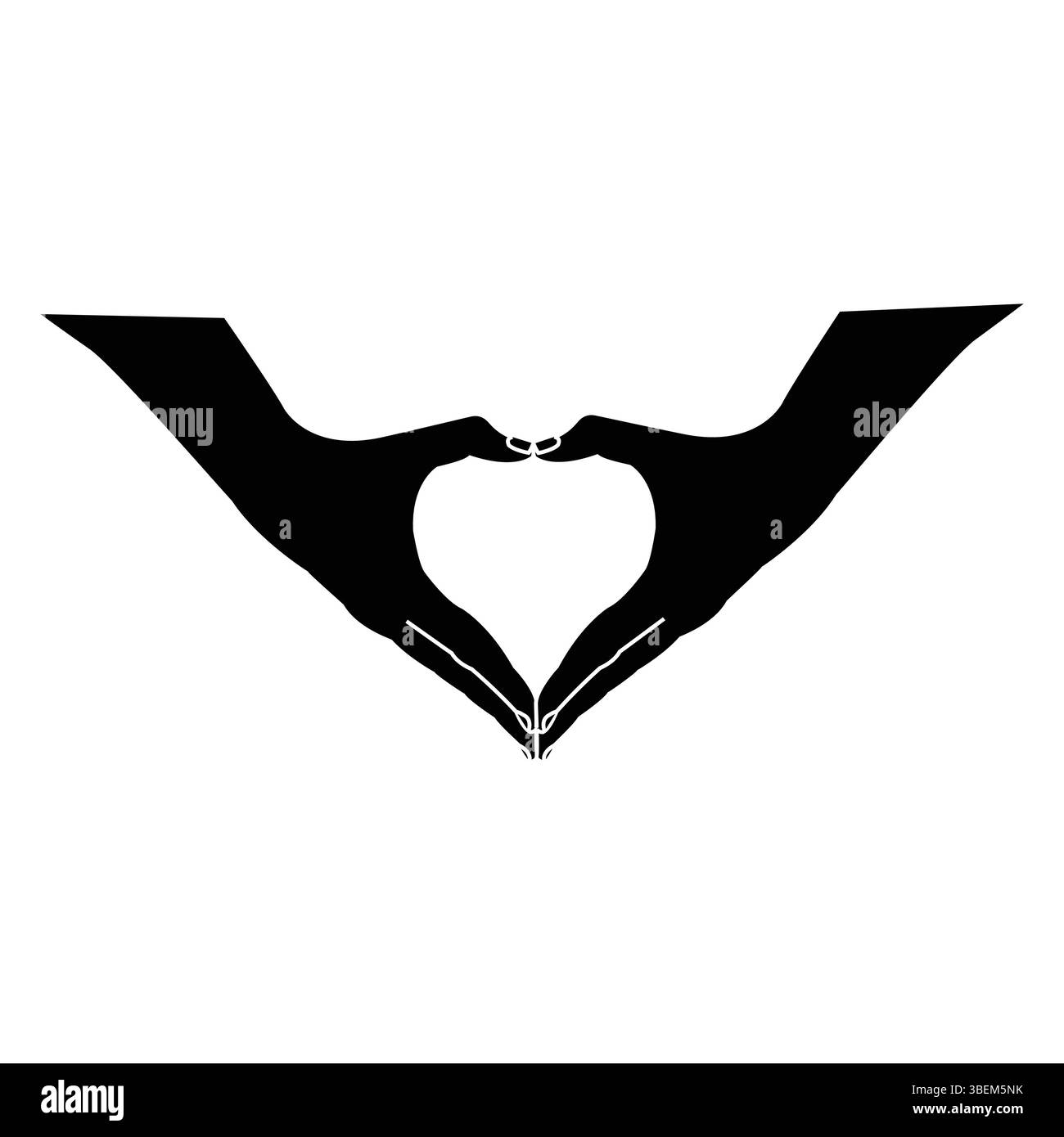 Two hands create a heart shape silhouette, fingers touching, against a ...