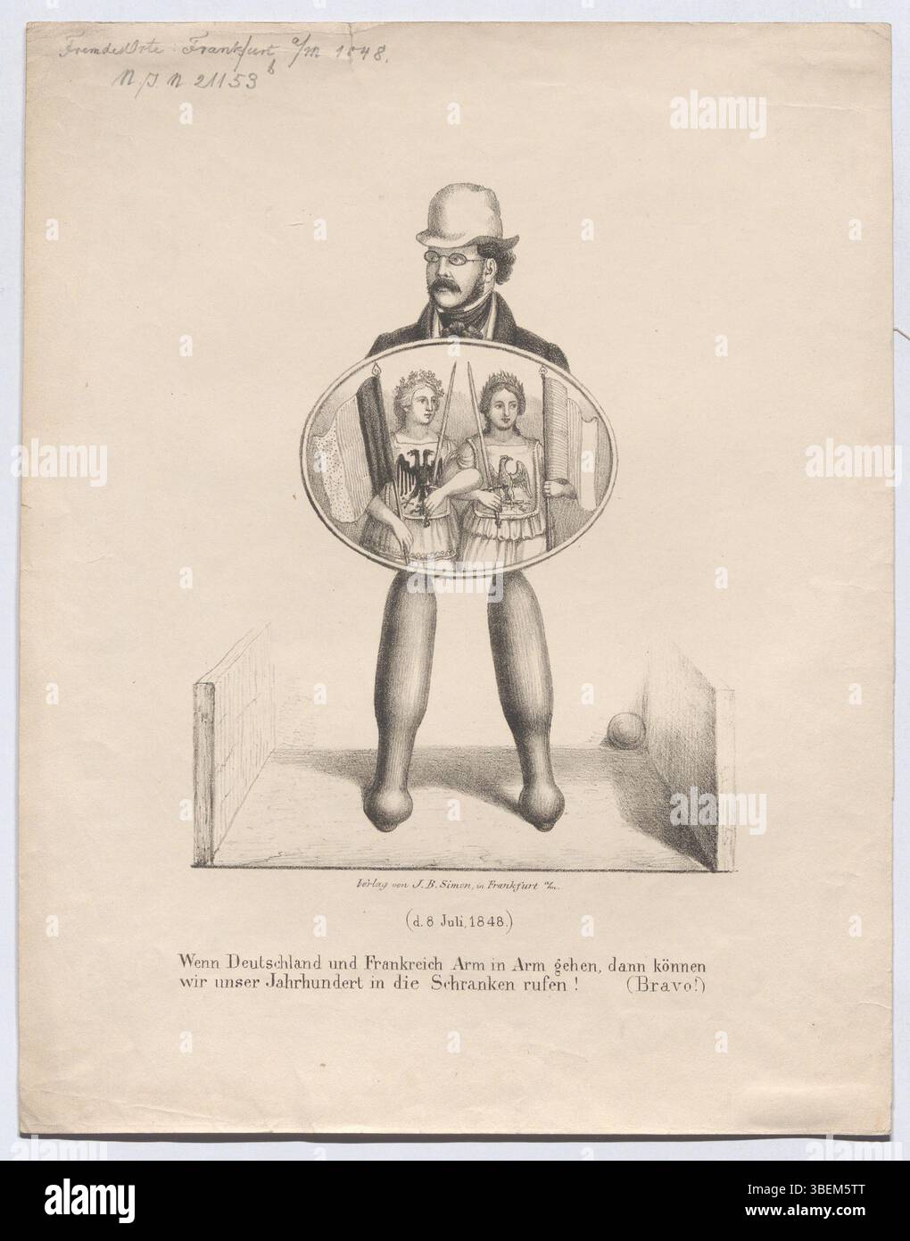 This caricature by Johann Bernhard Simon, created in 1848, depicts a ...