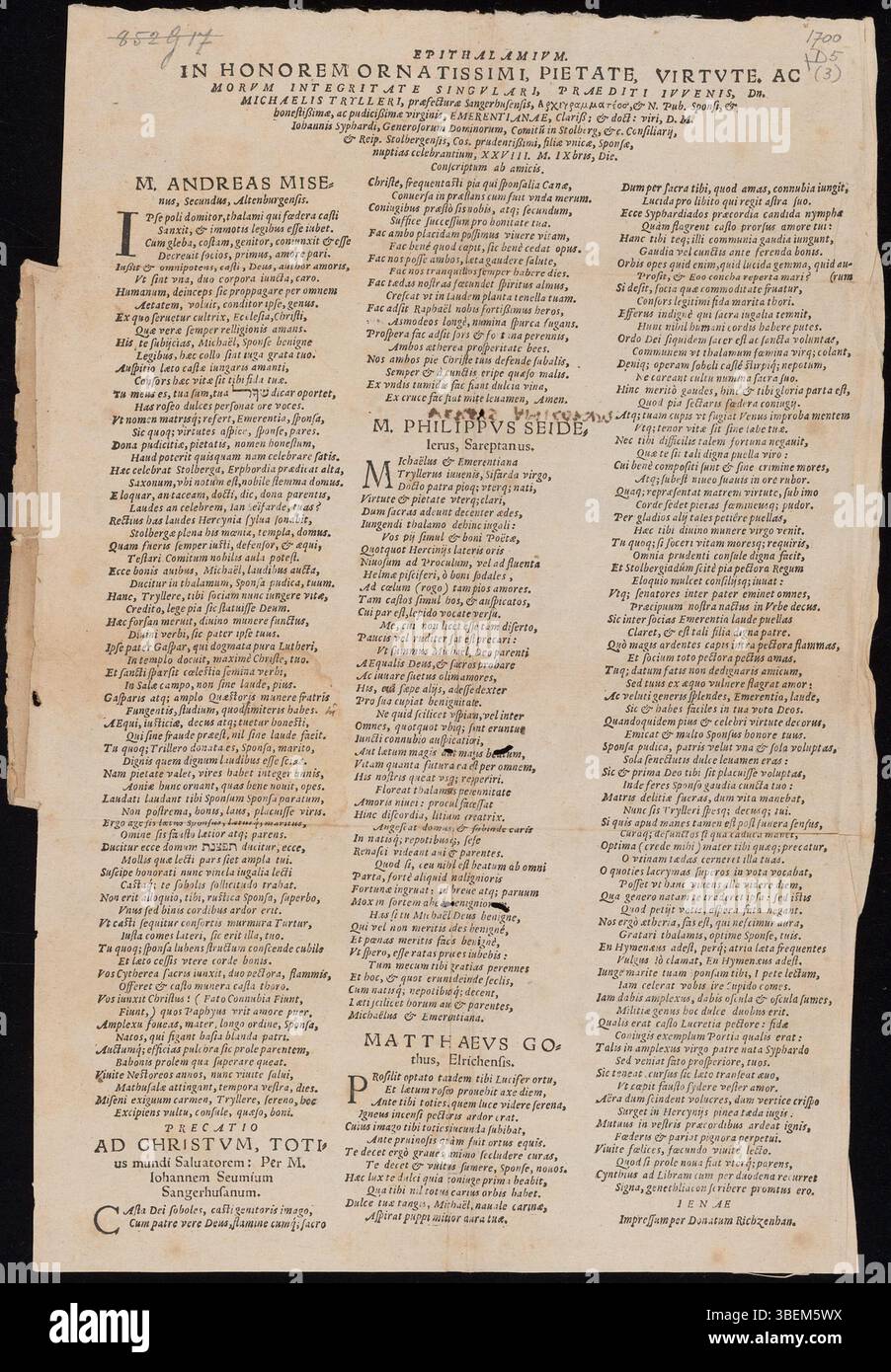 This epithalamium, written around 1595–1600, is a tribute to Michael ...