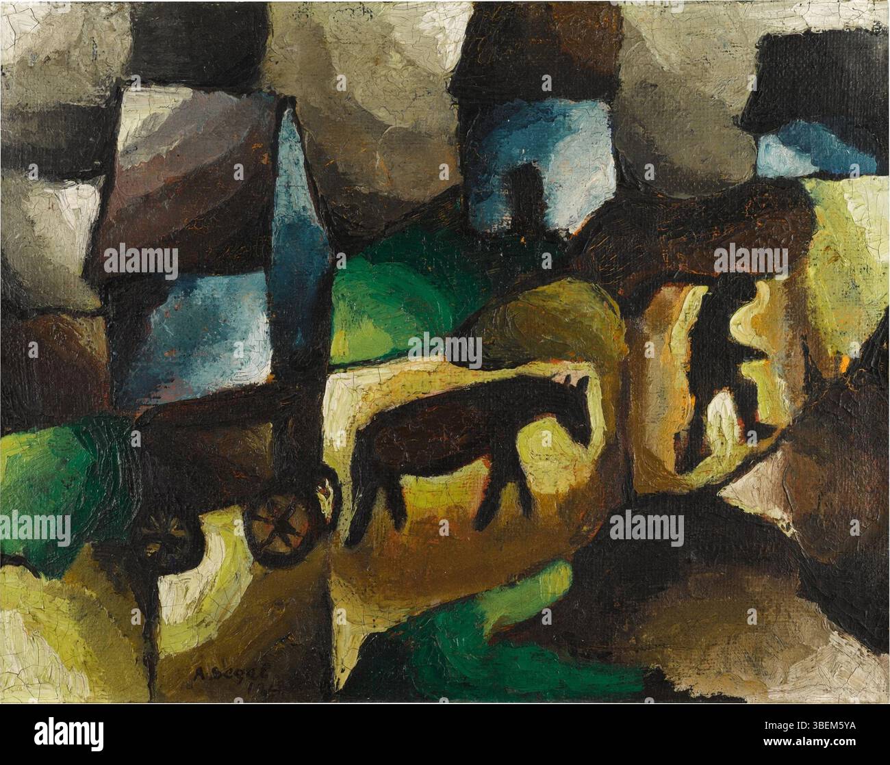 Arthur Segal's painting 'Man, Horse, Wagon' from 1918 portrays a ...