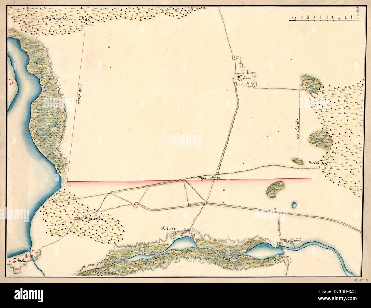 Circa 1780 map of an area north of Copenhagen showing localities ...