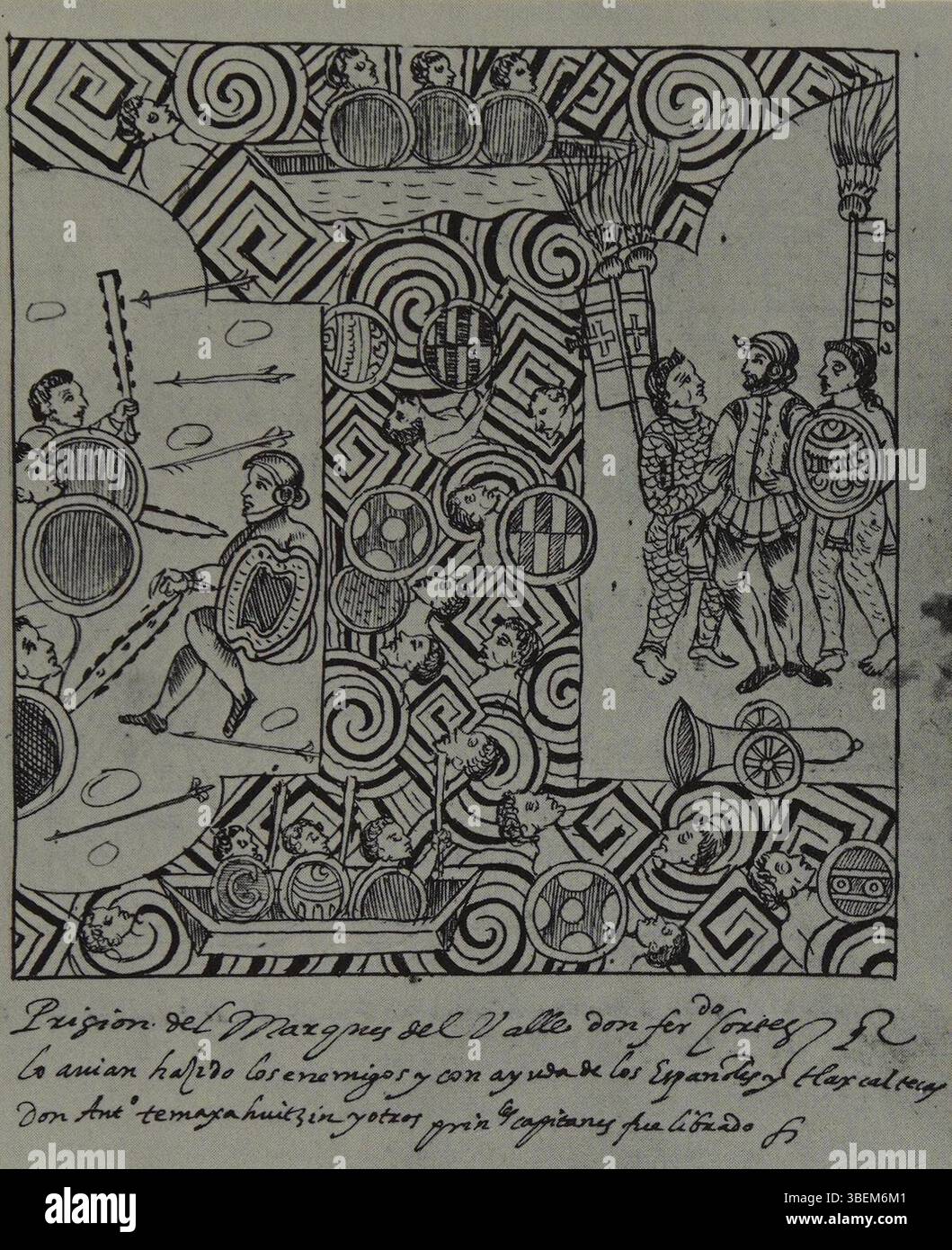This illustration, copied from the *Lienzo de Tlaxcala*, depicts Hernán ...
