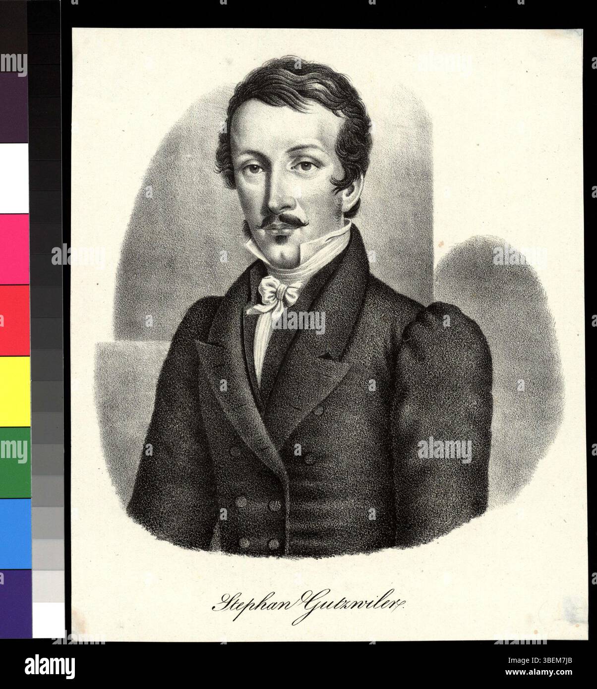 A lithograph created between 1820 and 1850, depicting Stephan Gutzwiler ...