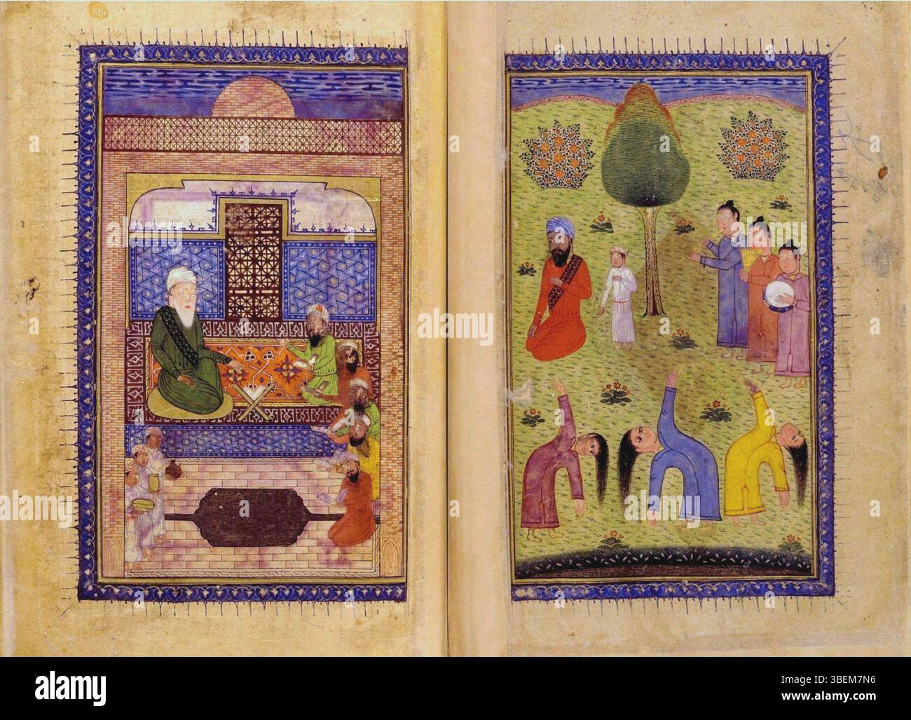 This double-page frontispiece from the 1438 manuscript of the Shahnama ...