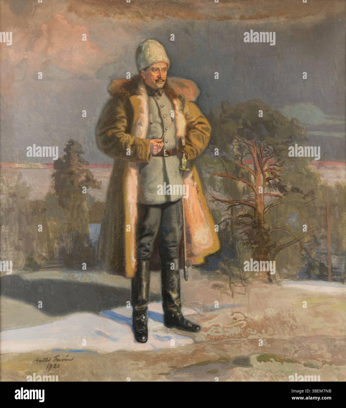 Antti Favén's 1920 portrait of General C.G.E. Mannerheim, depicting him ...