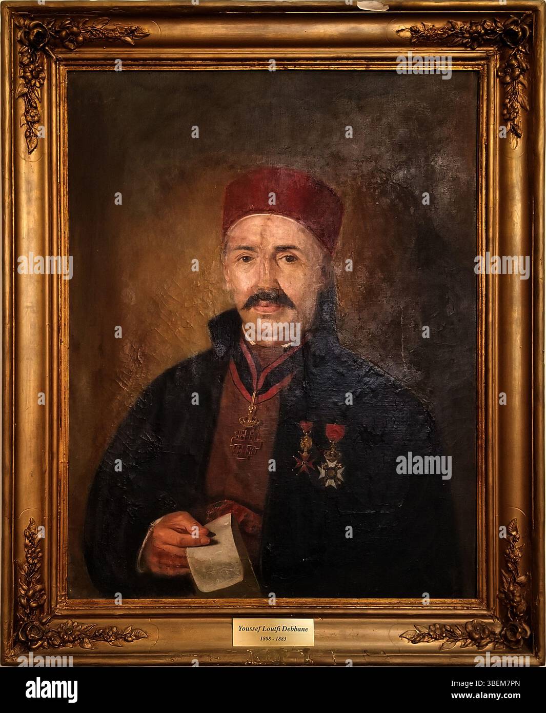 Portrait of Youssef Loutfi Debbane (1808 - 1883) by an unknown 19th ...
