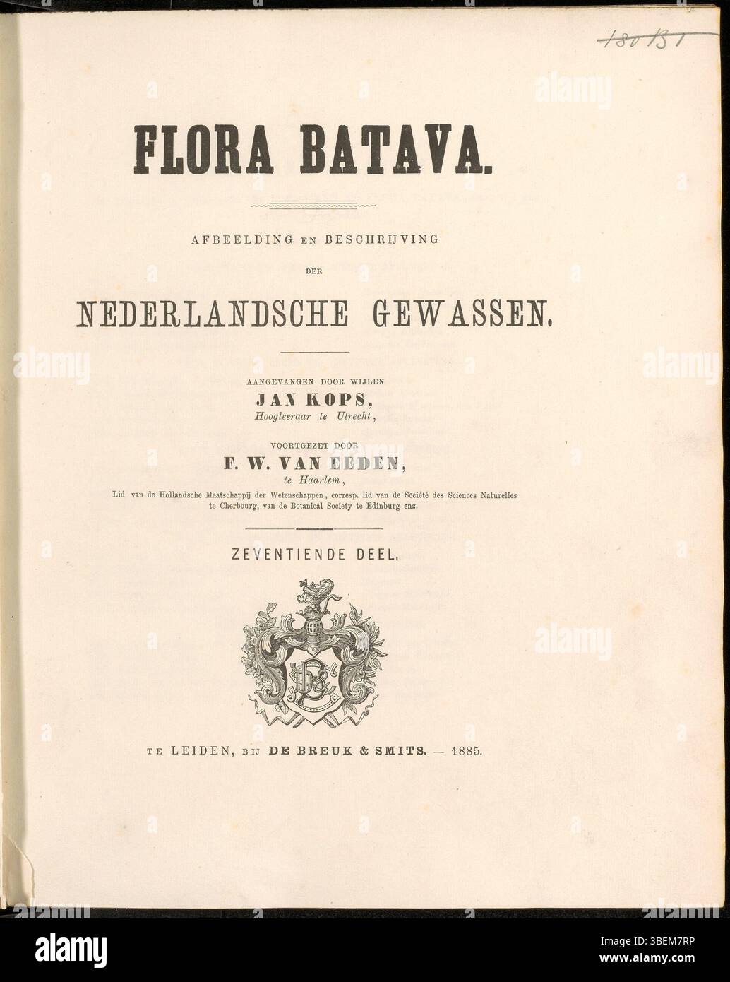The title page of *Flora Batava* Volume 17 (1885), illustrated by ...