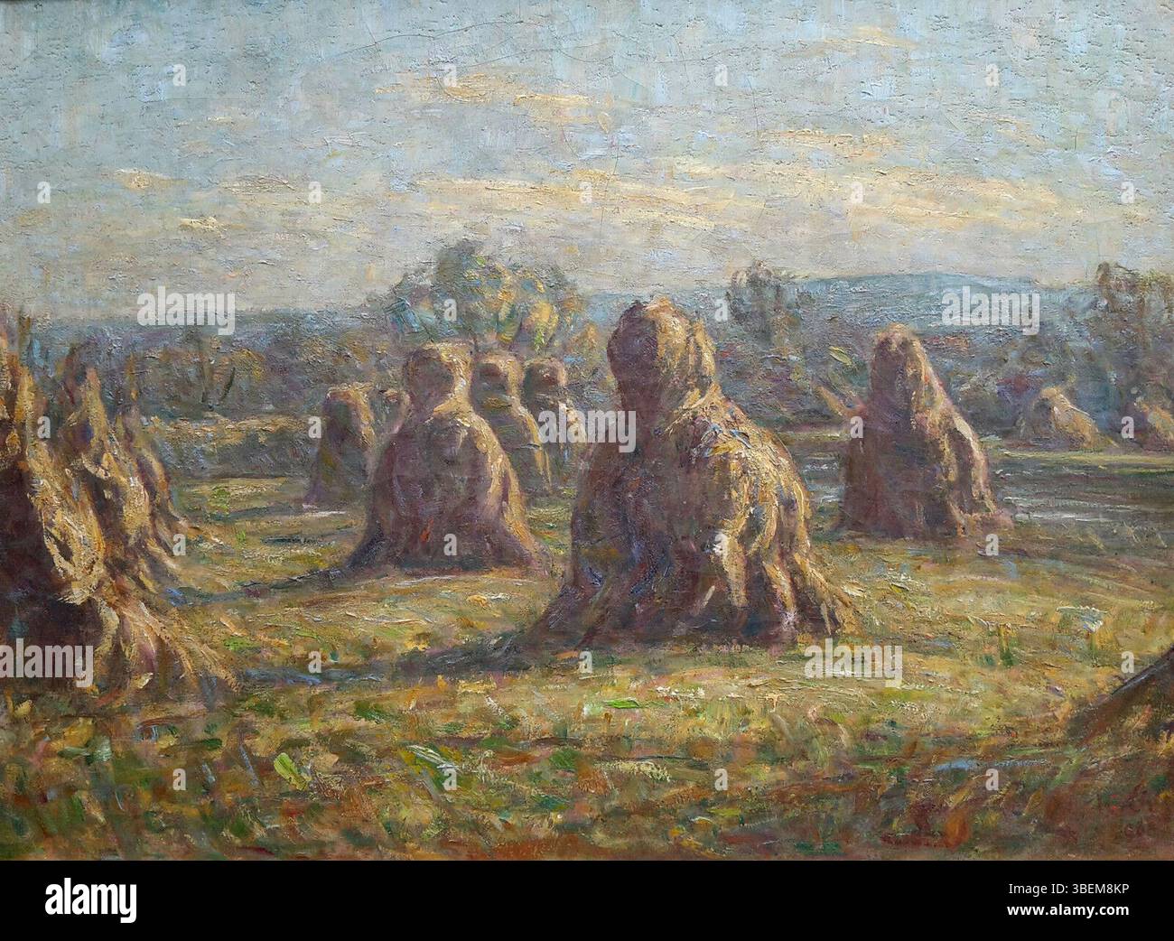 This painting by Karl Orth, titled 'Schilfhaufen an der Amper' (Reed ...