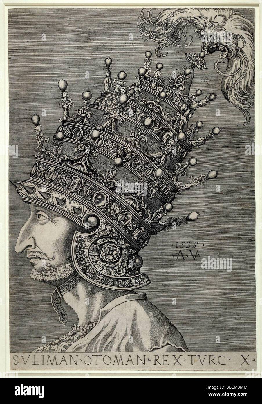 This engraving by Agostino Veneziano depicts Sultan Suleiman the ...