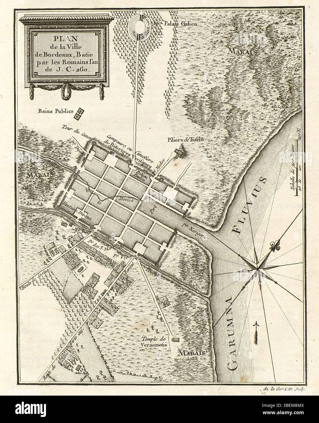 This map depicts the layout of Bordeaux, France, as it was built by the ...