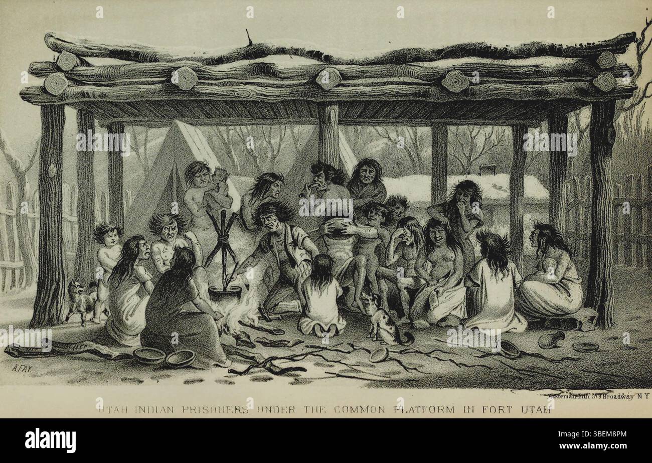 This drawing by A. Fay from 1853 depicts American Indian prisoners at ...