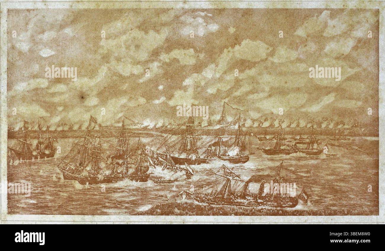 This painting of the Battle of the Riachuelo, published in *Álbum de la ...