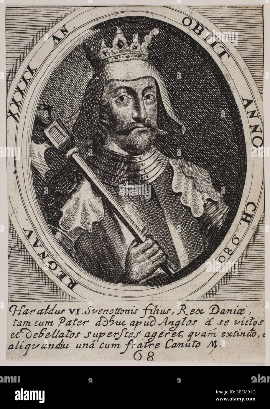 This copper engraving by Albert Haelwegh from 1646 depicts King Harald ...