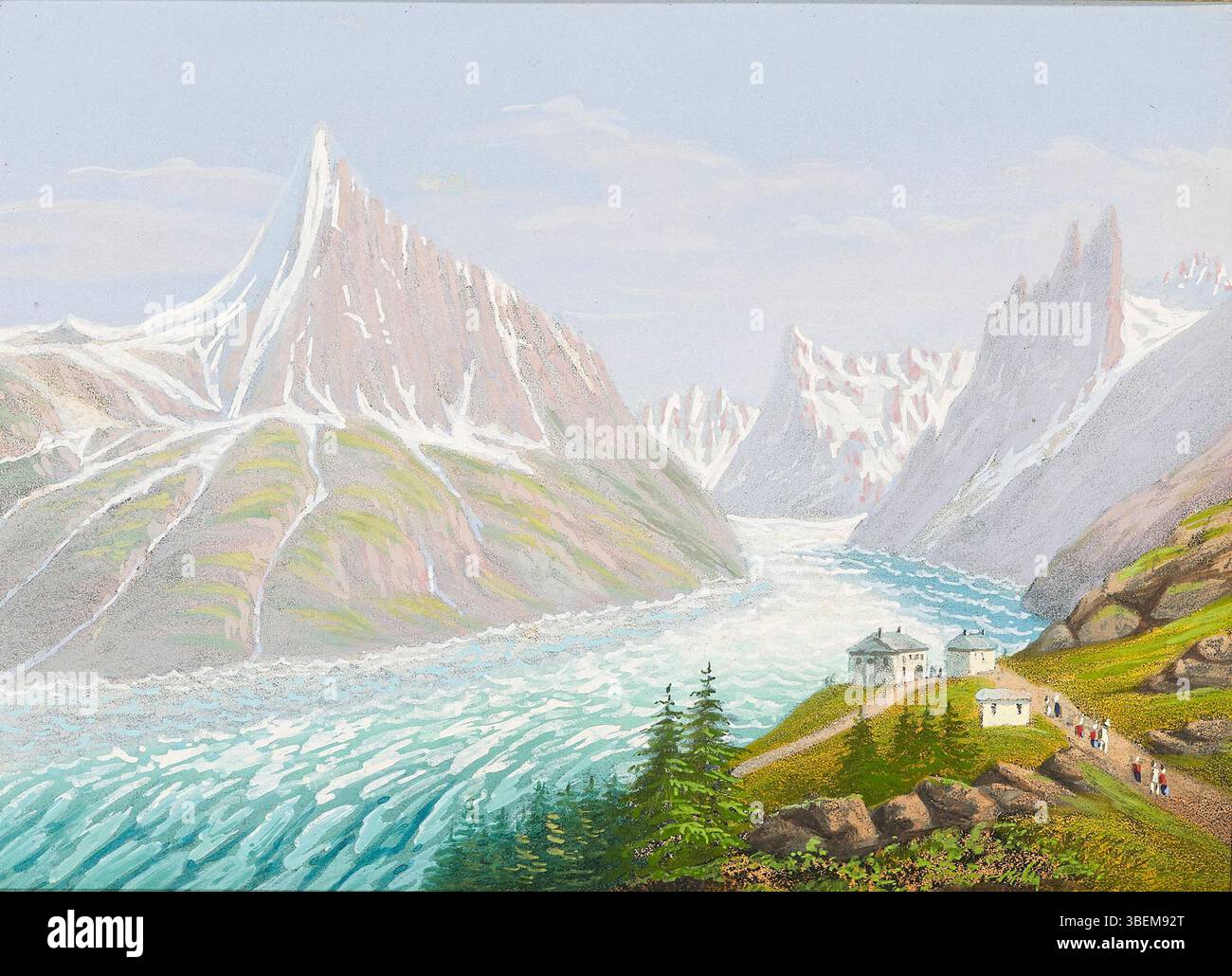 The 'Mer de Glace' painting by Hubert Sattler’s circle depicts the Mont ...