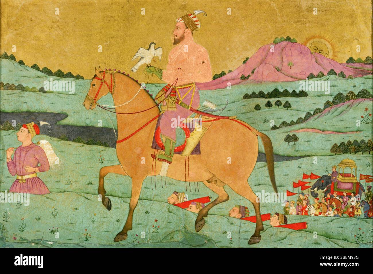 This artwork from the mid-17th century shows a Mughal nobleman riding ...