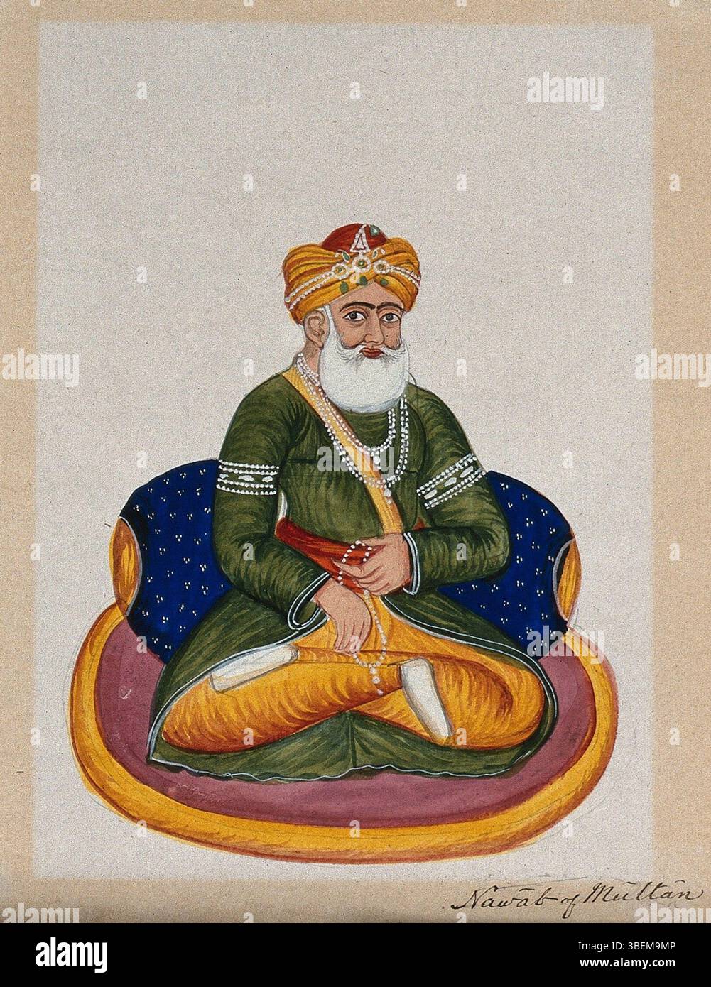 A gouache painting of Nawab Sarfaraz Khan of Multan, the eldest son of Nawab Muzaffar Khan ...