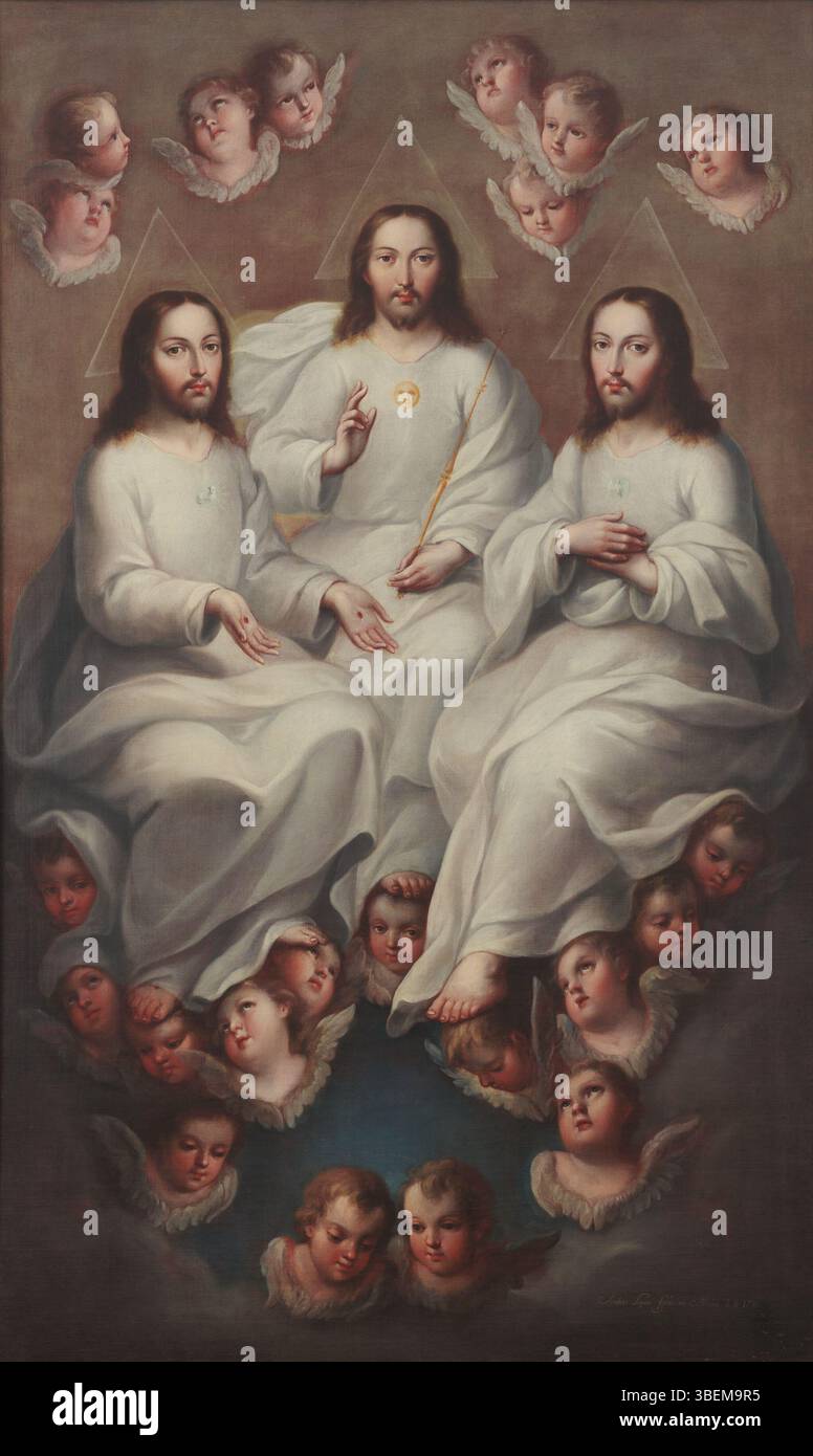This artwork by Andrés López from 1780 depicts the Holy Trinity, a ...